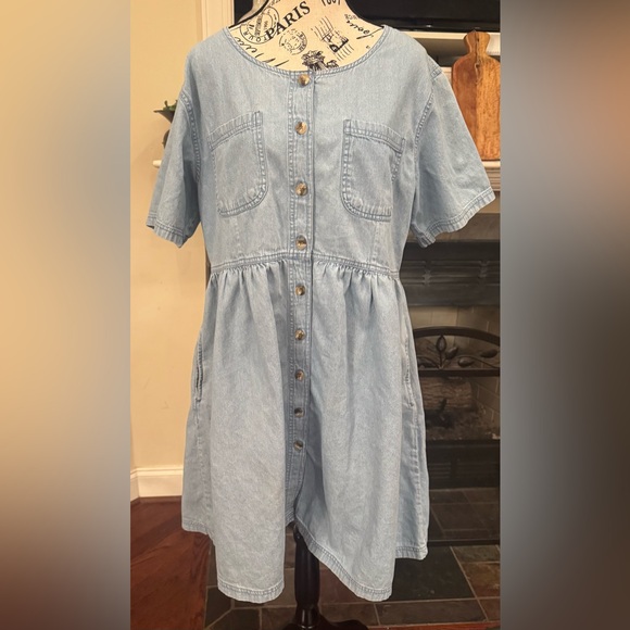 Fads | Dresses | Vintage Denim Fads Short Sleeve Mini Dress Light Blue ...